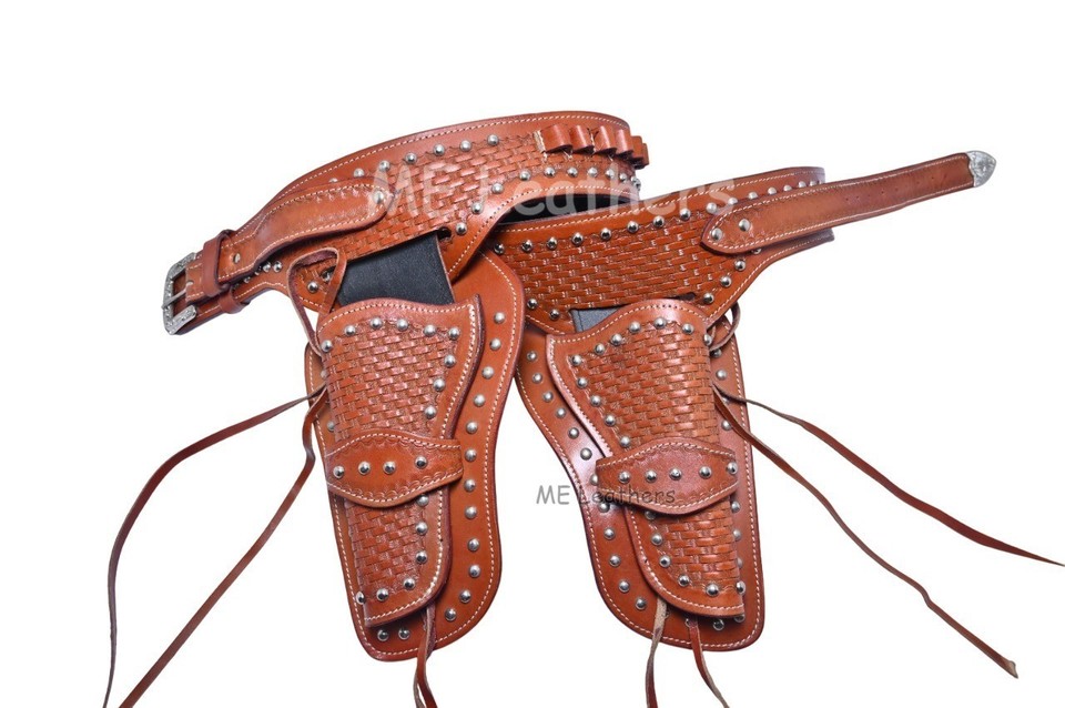 Pistol Tooled Leather Holster Belt Western Gun Revolver .22 .35/357 .44 ...
