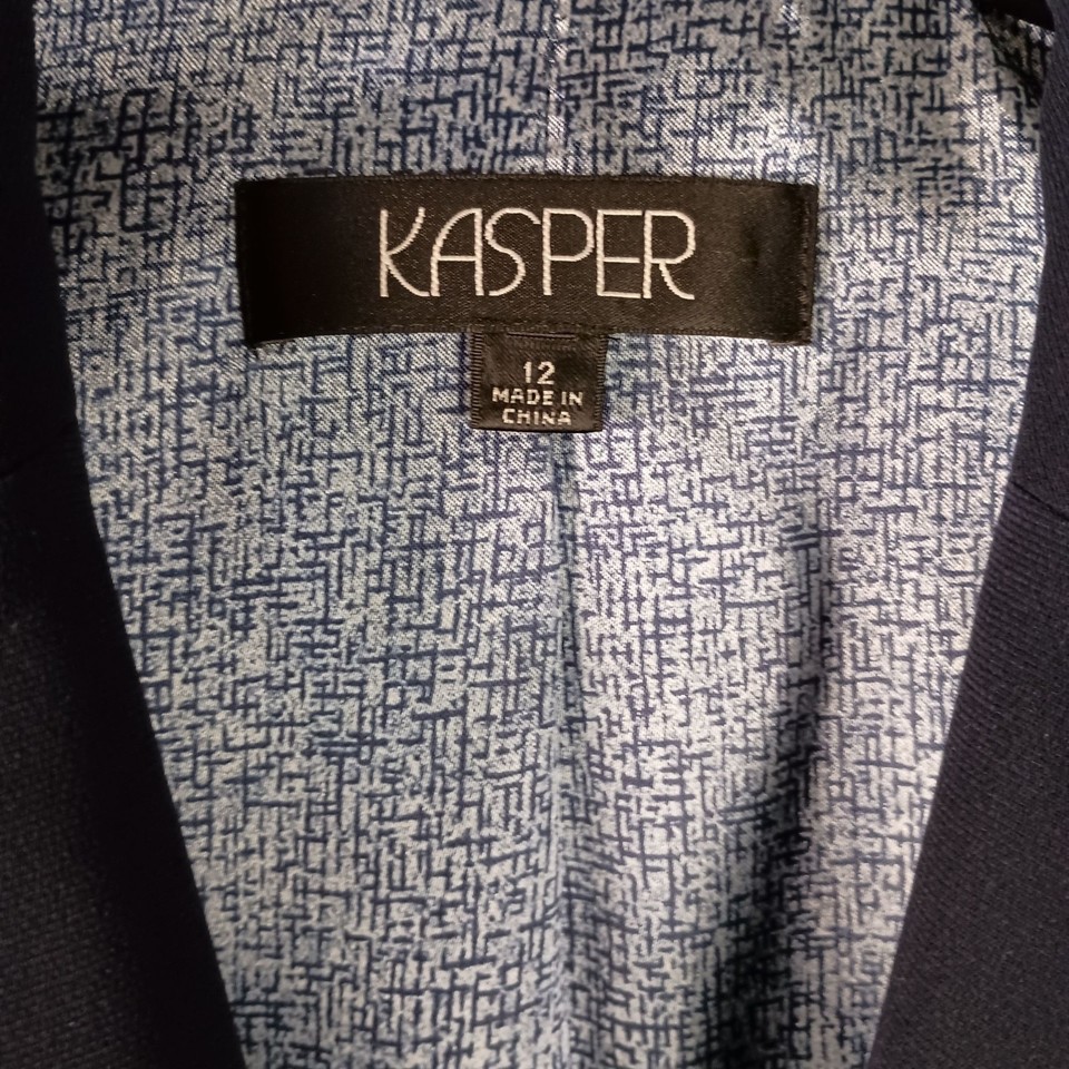 Kasper Navy Blue Blazer Womens 12 Two Button Tailored Jacket | eBay