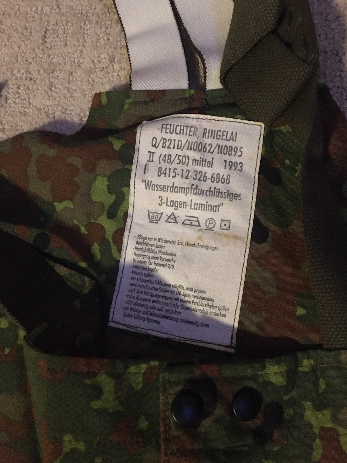 German Army Jacket GoreTex Flecktarn waterproof rain … - Gem