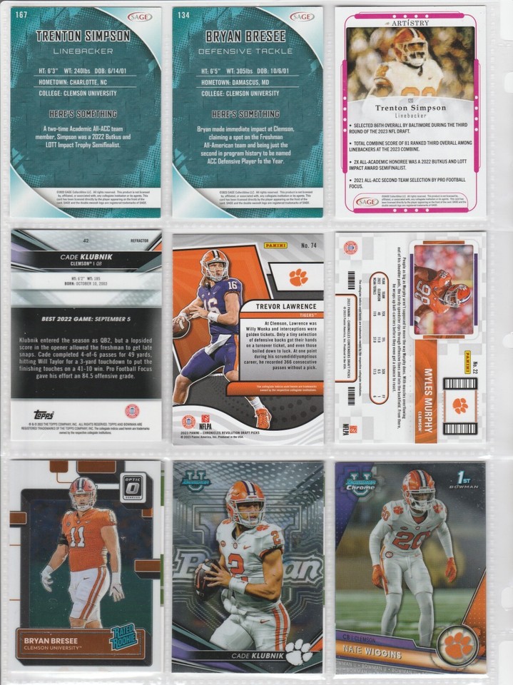 TREVOR LAWRENCE 2023 CHRONICLES REVOLUTION CARD + 11 CARD LOT CLEMSON ...