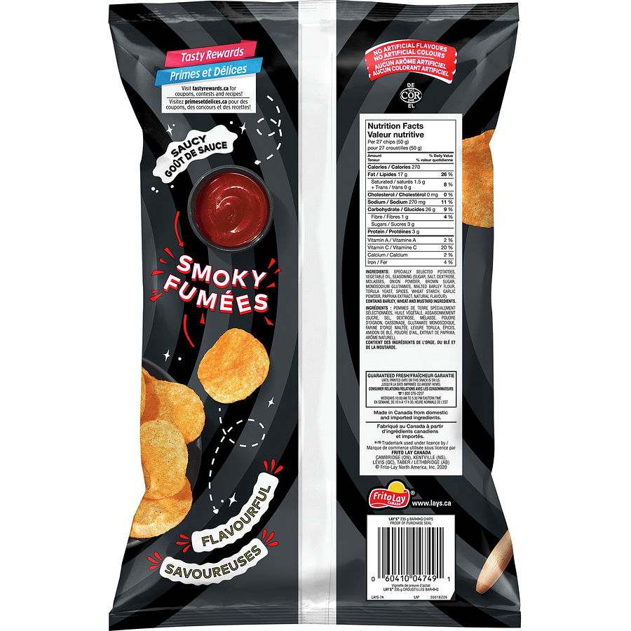 1 x Bags Lays Bar-B-Q Flavoured Chips LARGE Family Size 235g Canada ...