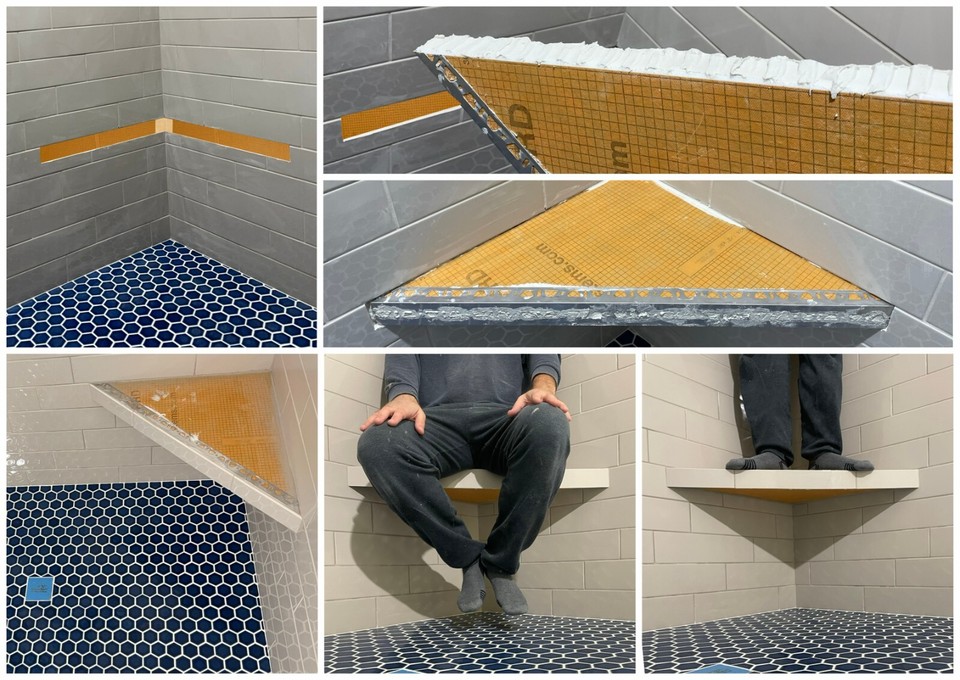 Shower Floating Bench - Schluter Kerdi-Board 2" with Stainless Steel ...