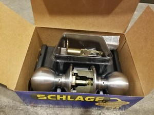 Schlage Brushed Nickel Door Knob Privacy Locking Bed Bath NEW NIB | eBay