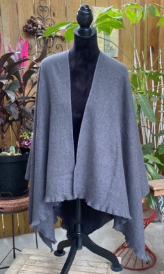 Liz Claiborne Poncho Womens One Size Heather Gray Open Front Cardigan ...