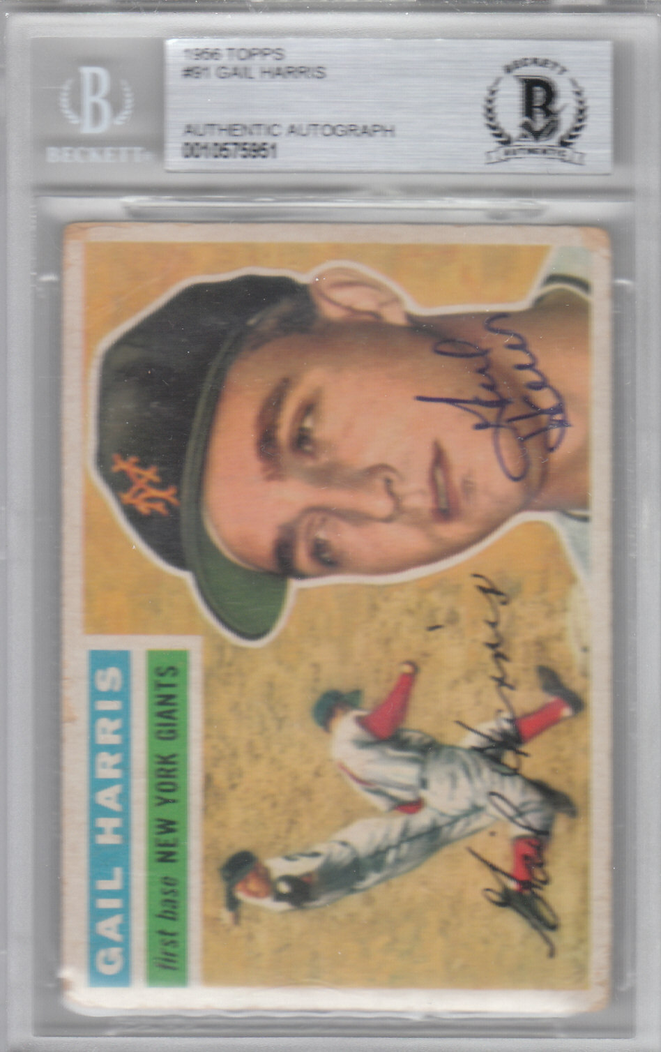 1956 Topps New York Giants Gail Harris Autograph Card #91 BGS Authentic ...