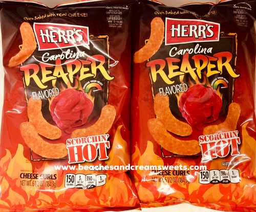 TWO MASSIVE BAGS OF HERR’S CAROLINA REAPER CHEESE CURLS CRISPS HOT ...