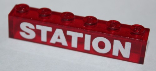 Lego Train TrRed Brick with STATION pattern 3067pb08 / Set 7822 Railway ...