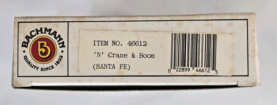 Bachmann 46612 N Scale Operating Crane Car Boom Tender Santa Fe ATSF ...