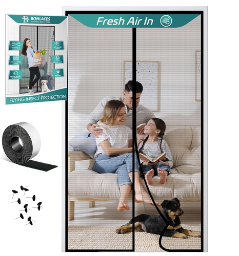 Magnetic Screen Door Heavy Duty PET Mesh Bug Insect Protector Easy ...