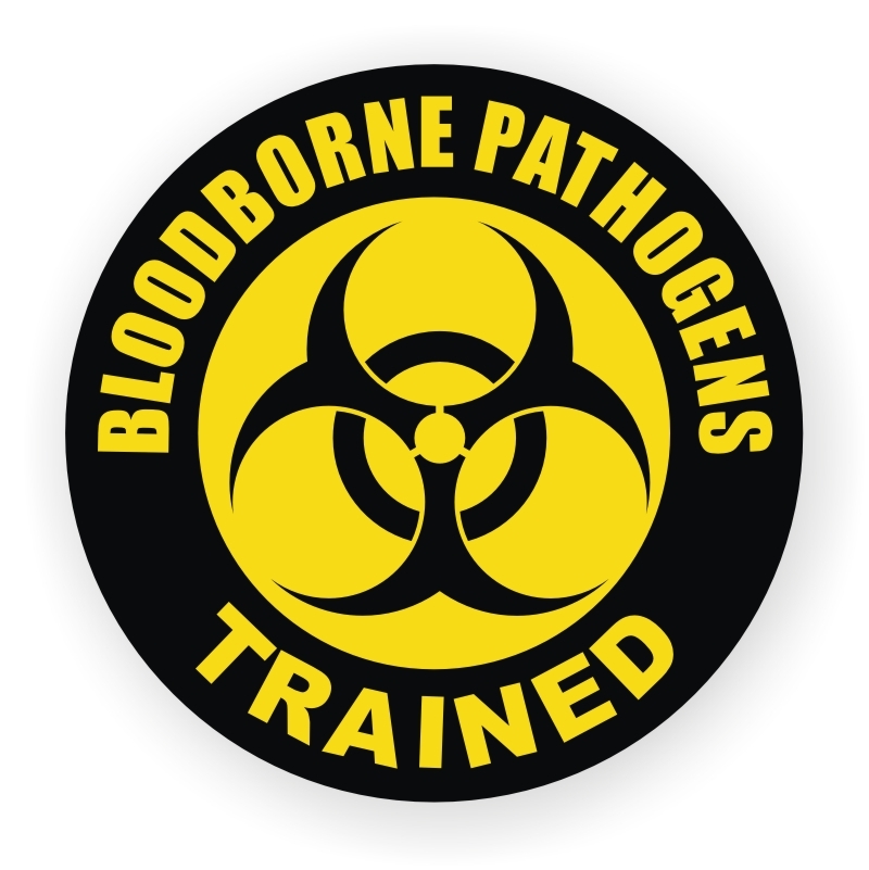 Bloodborne Pathogens Trained Hard Hat Decal / Label / Sticker Blood ...