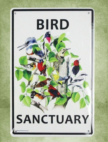 interior design and decoration Bird Sanctuary tin metal sign | eBay