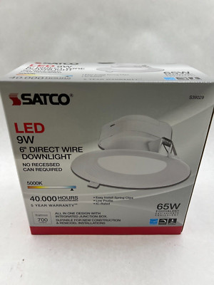 Satco S39029 9W =65W LED Direct Wire Downlight 5-6 Inch 5000K 120V ...