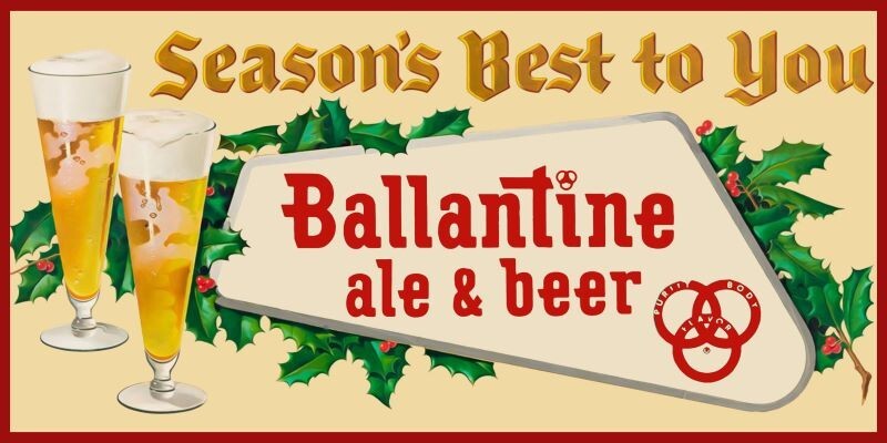 Ballantine Beer Christmas Theme NEW Metal Sign 18"x36" USA STEEL XL ...
