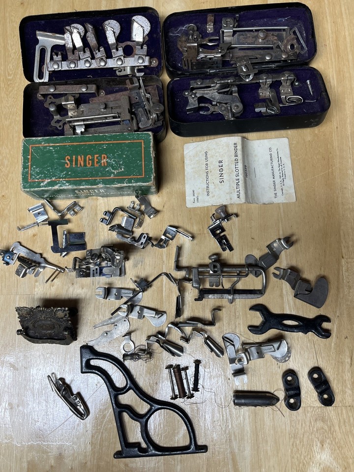 Antique Singer Treadle Sewing Machine Attachments and Parts over 60 pieces | eBay