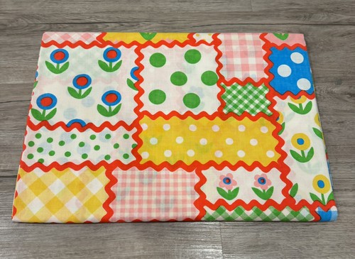 *NEW* Vintage 1970s Sears Gingham Floral Patchwork Ric-Rac Twin Flat ...