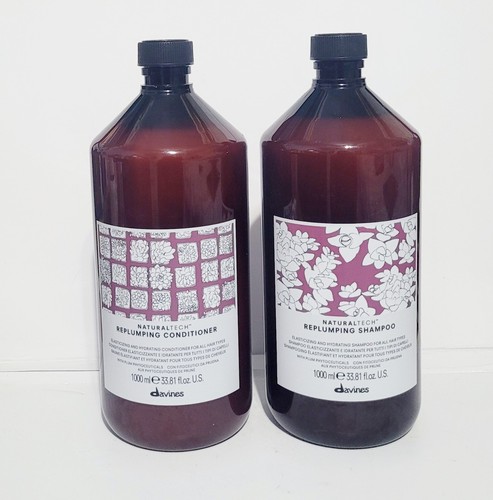 Davines NaturalTech Replumping Shampoo & Conditioner Set - 33.8 oz Ea ...