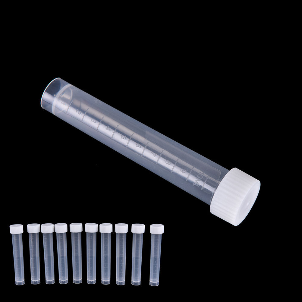 10/20/50/100pcs x 10ml Lab Plastic Frozen Test Tubes Vial Seal Cap ...