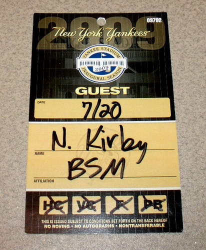 NY Yankees 7/20/2009 Guest Pass Ticket Stub vs Orioles Matsui Walk Off ...