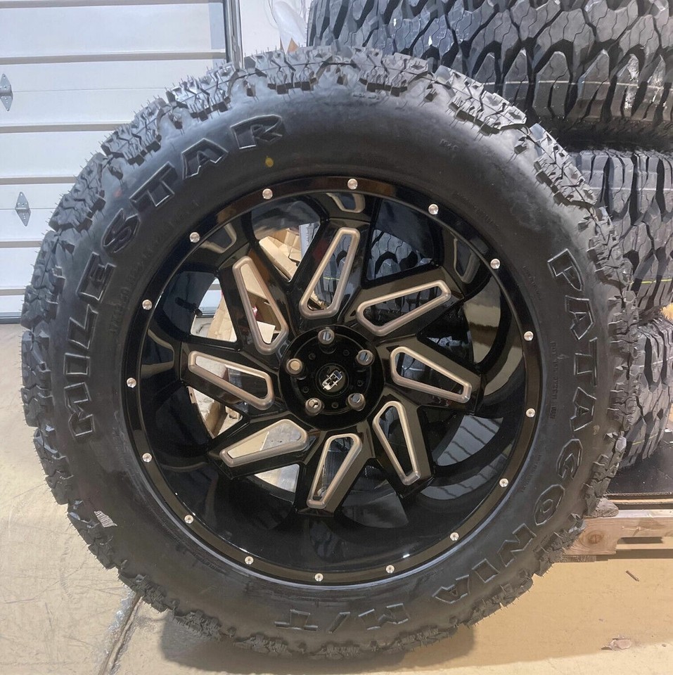 22x12 Vision Spyder Black Wheels 37" MT Tires Package 6x5.5 Chevy ...
