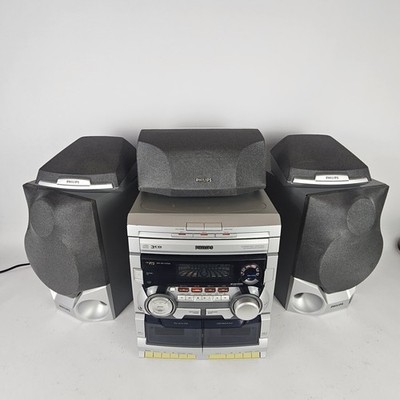 Philips Magnavox Mini Hi Fi 3 CD Changer Home Theater 5 Speaker Systems ...