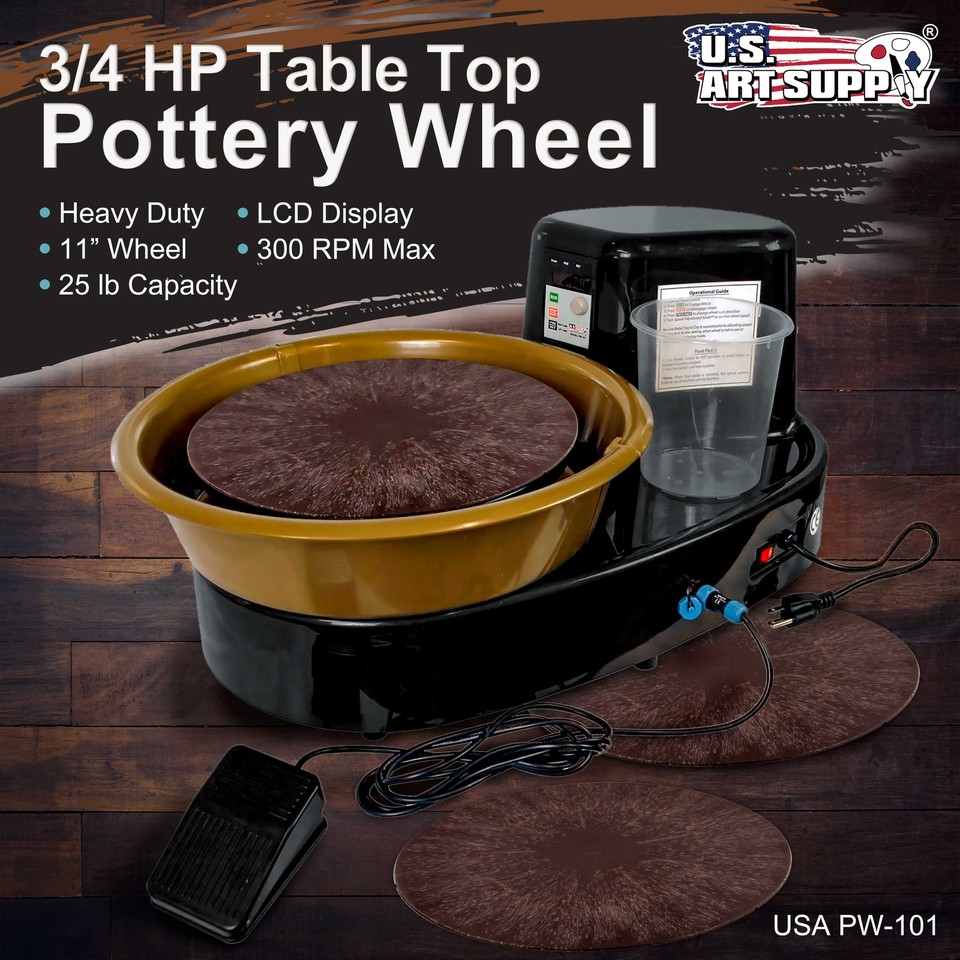 U.S. Art Supply Table Top Pottery Wheel, Foot Pedal, Ceramics Clay Pot ...