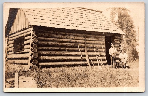 RPPC Log Cabin Hunters With Rifles Zelienople Pennsylvania c1910 ...