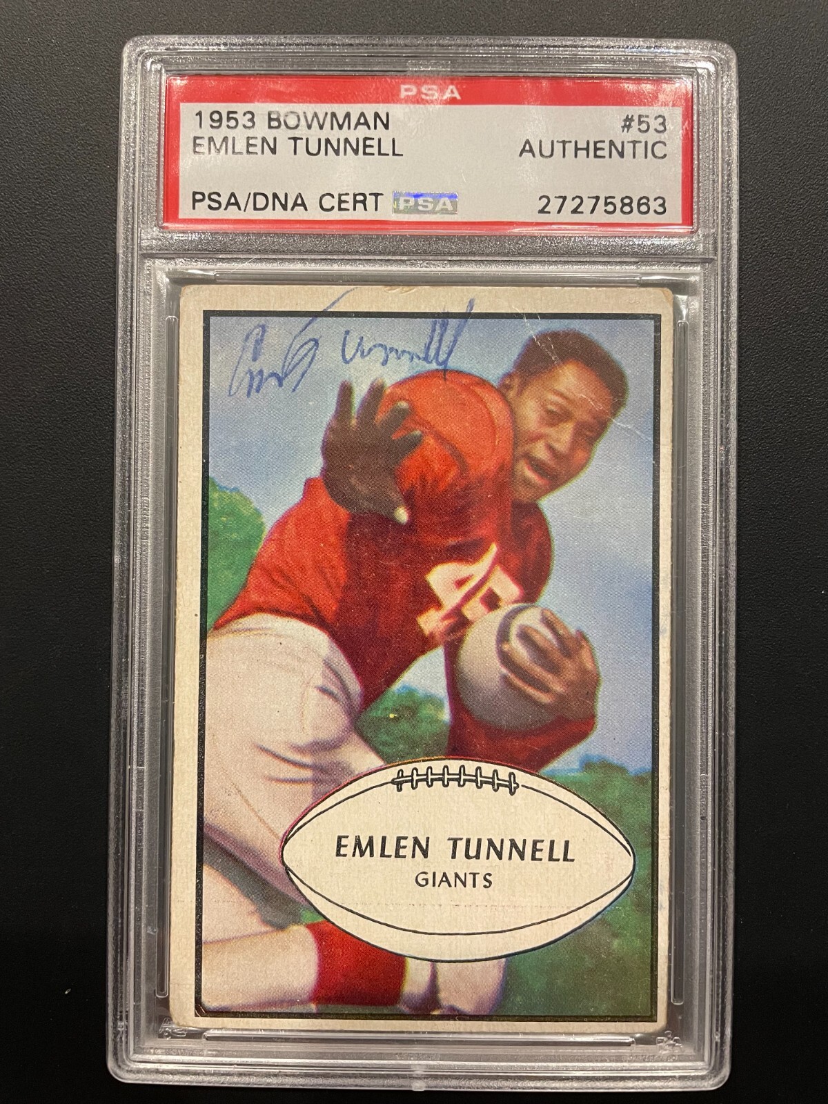 Emlen Tunnell signed 1953 Bowman Card Football Hall of Fame Giants PSA ...