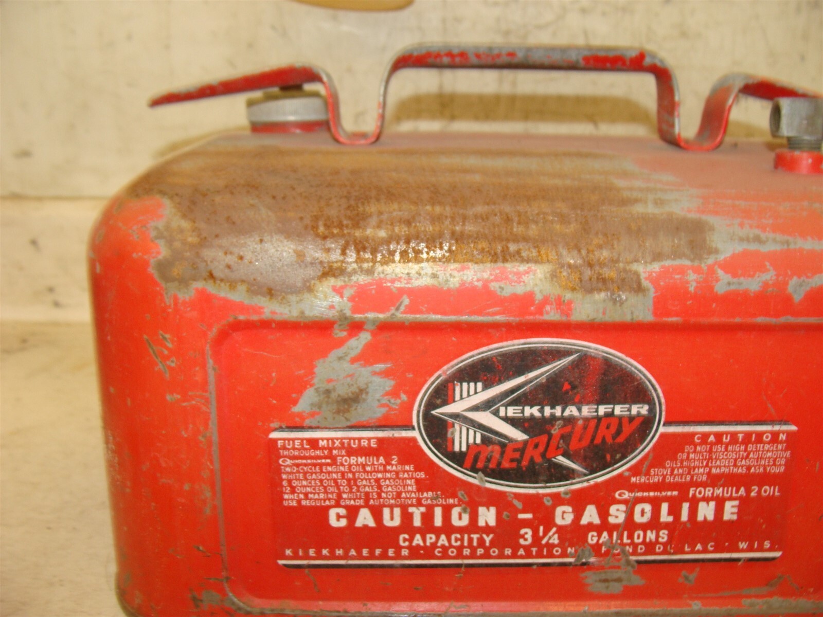 VINTAGE Mercury Kiekhaefer 3-1/4 GALLON outboard engine GAS FUEL TANK ...