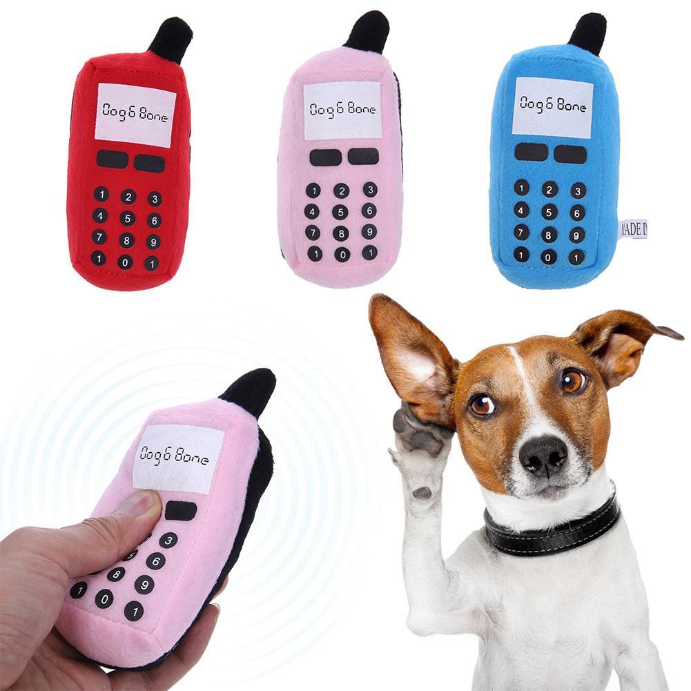 Plush Voice Sound Cell Phones Mobile Puppy Dogs Chewing Squeaker Pet ...