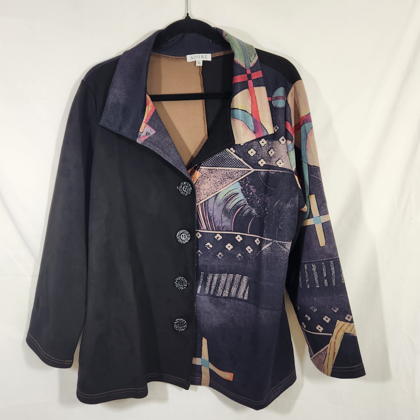 adore button up jacket abstract art to wear geometric… - Gem