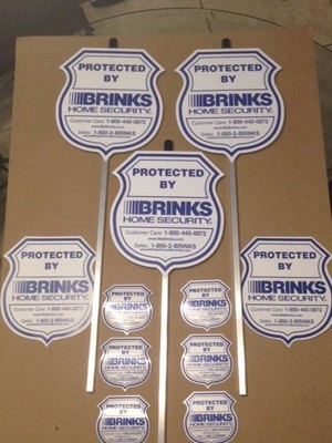3 NEW REFLECTIVE BRINKS Security Yard Signs + 2 Window Signs + 6 Window ...
