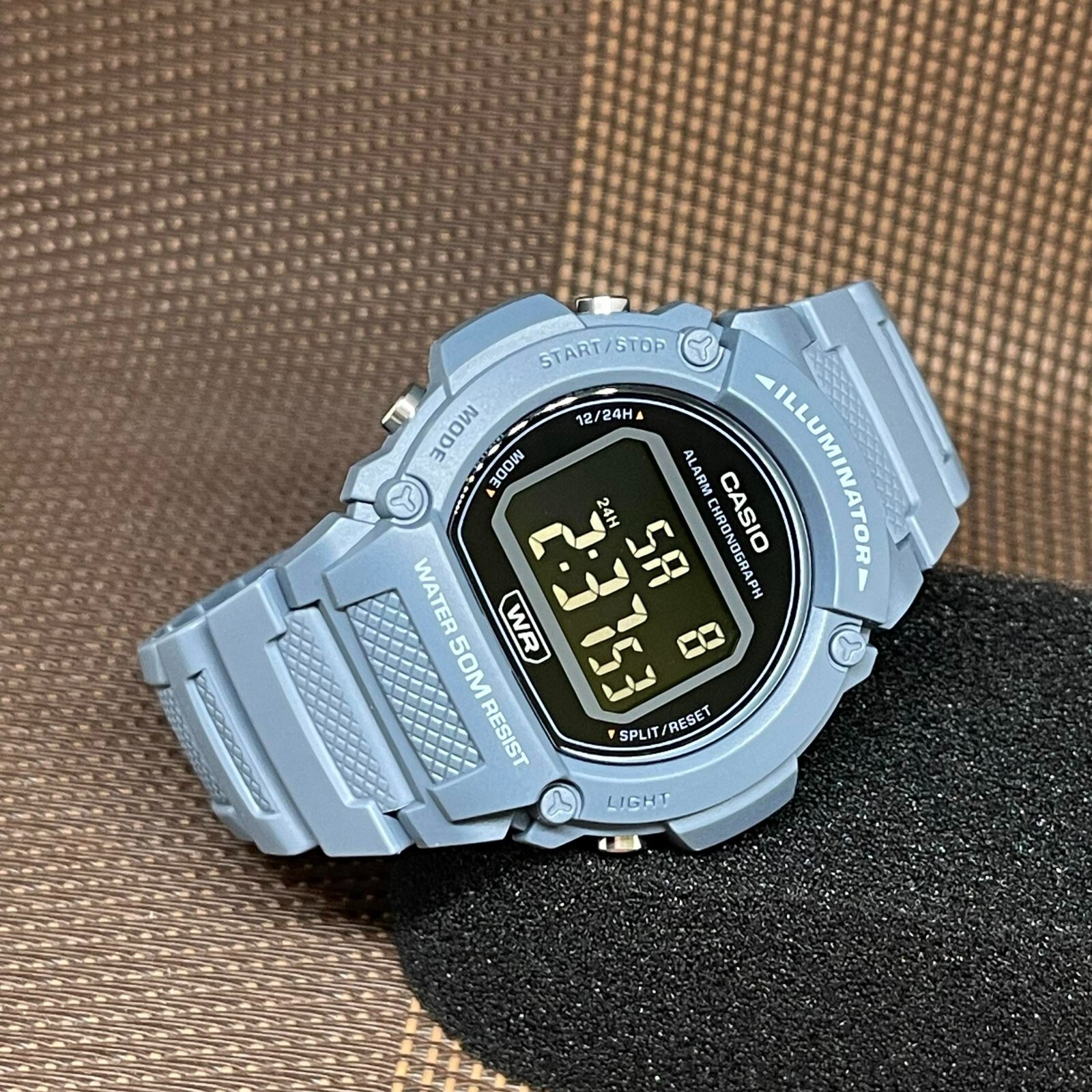 Casio W-219HC-2B Illuminator Blue Resin Digital Alarm Casual Sporty Men ...
