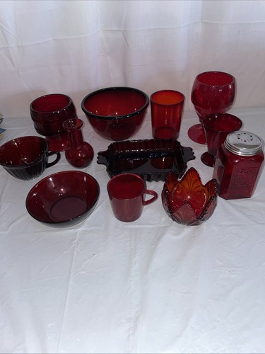 Vintage ruby red glass wear lot 12 | eBay