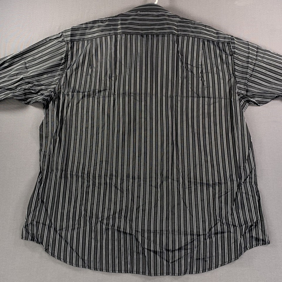 Prime Time Dress Shirt Mens 19.5 36/37 Black White Stripe Tie Cufflinks ...