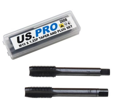 M10 x 1.25mm THREAD TAPER & PLUG SET by US PRO TOOLS HSS thread repair ...