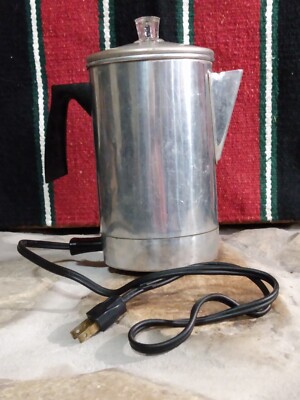 Vintage Aluminum Percolator Electric Coffee Pot 9 Cups Tested Works | eBay