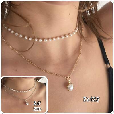 Collier perles 2 rangs , colllier multirangs perles, collier chocker ...