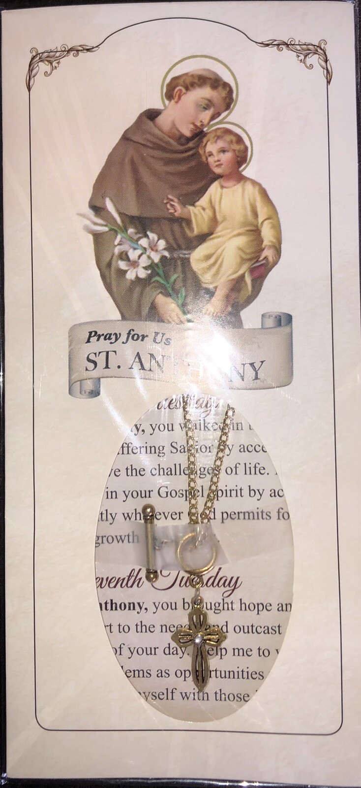 Catholic Saint St Anthony Pray For Us Cross Crucifix Necklace ...