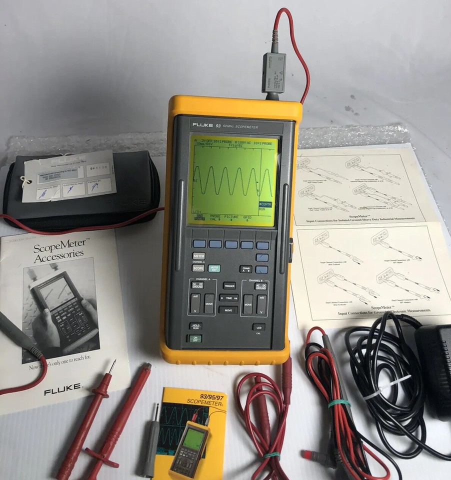 Fluke 93 Auto Scopemeter Dual Trace 50 MHz Handheld Oscilloscope ...