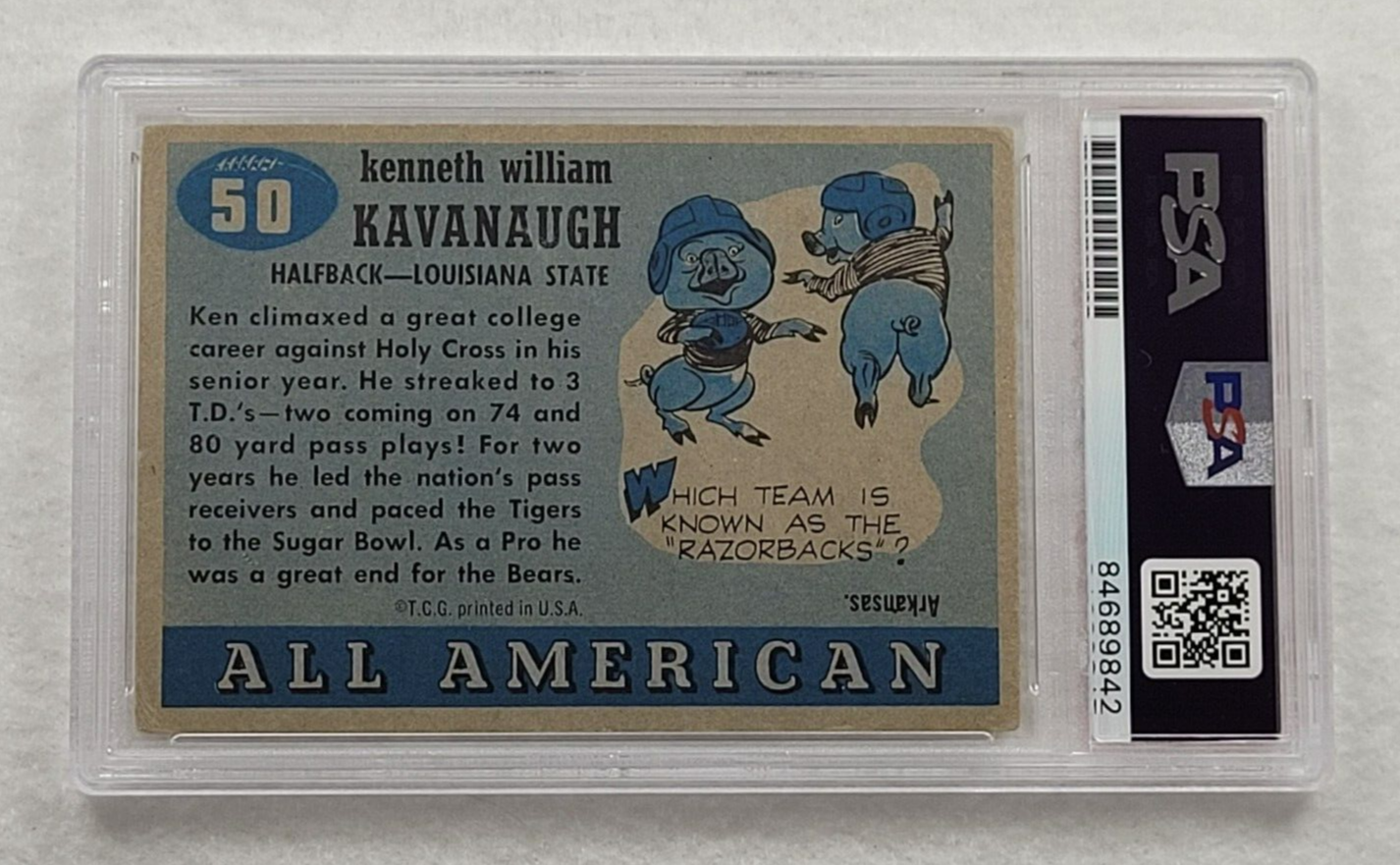 Rare 1955 KEN KAVANAUGH Signed Topps ALL AMERICAN-LOUISIANA STATE-PSA ...