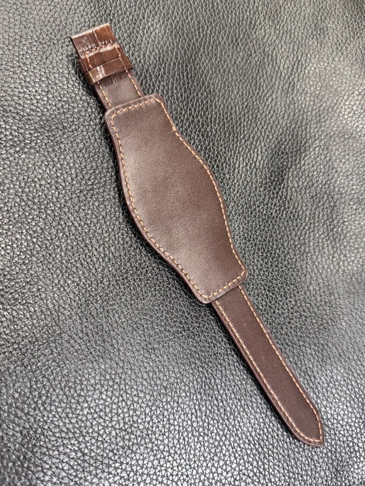 Handmade Croc Skin Leather Watch Bund Strap Band 18mm/24mm Dark Brown ...