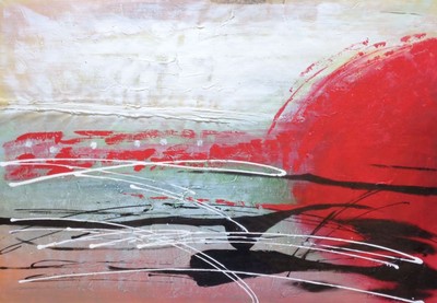 24x36 Red, White and Black Modern Art Oil Painting Decorative ...