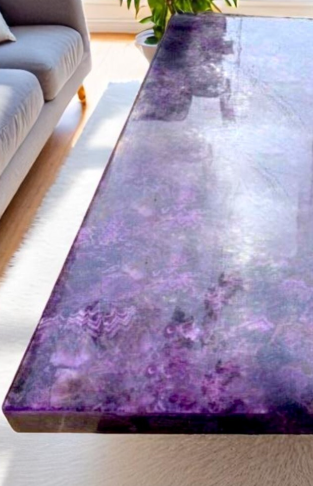 Crystal Amethyst Stone Dining Table Kitchen Countertop Handmade Arst ...