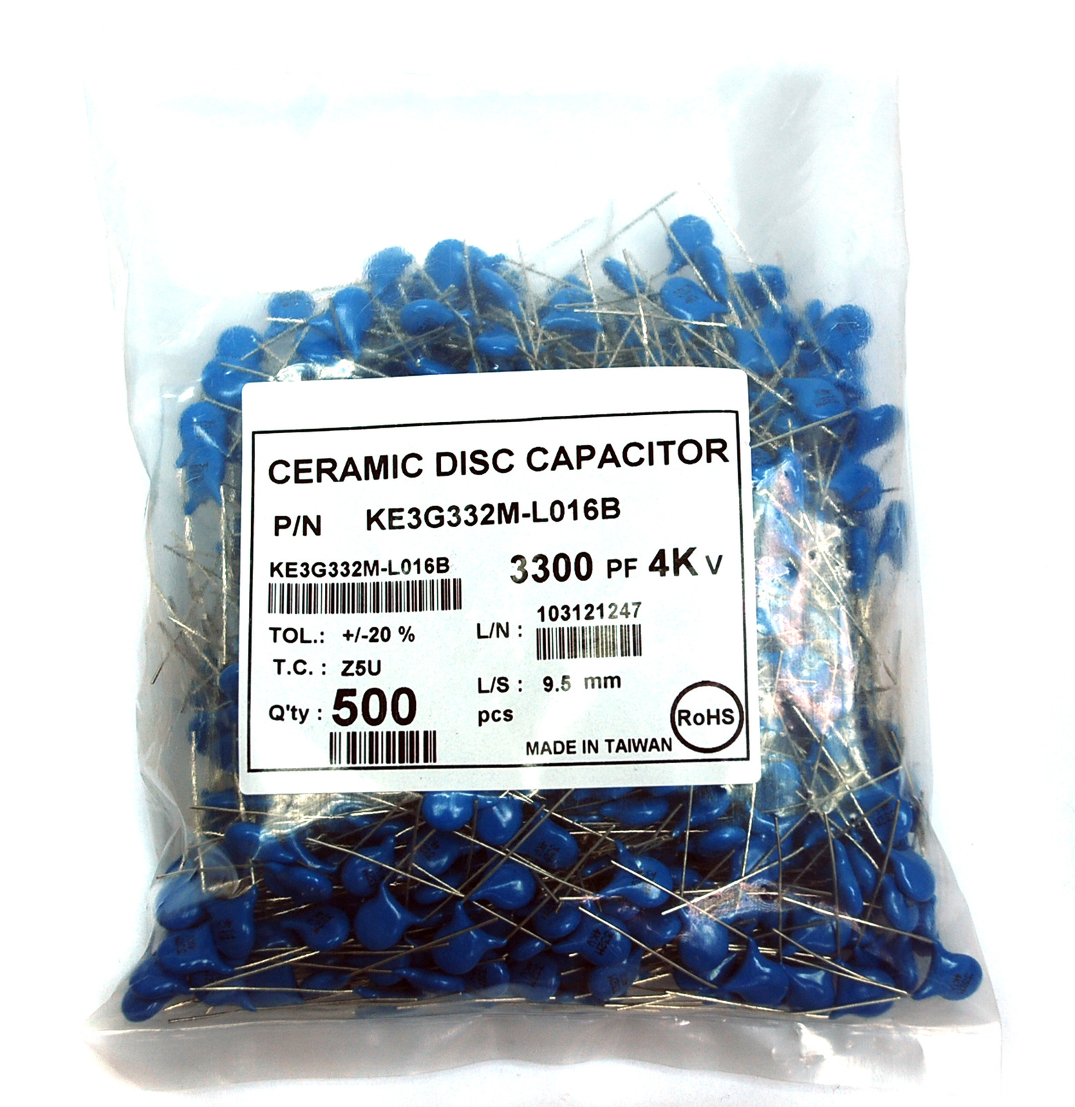 25pc Disc Ceramic Capacitor 332M 4KV 3300pF 0.0033uF Z5U ±20% +10°C~+85 ...