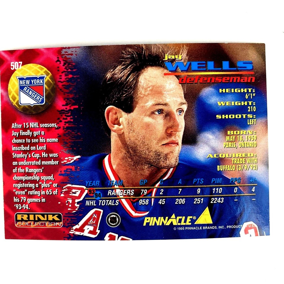 Jay Wells 1994-95 Pinnacle Rink Collection #507 New York Rangers | eBay