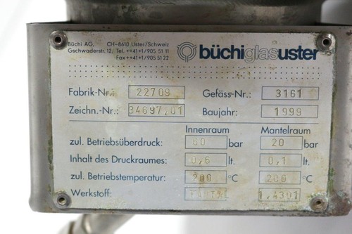 Buchi Polyclave Lab Pressure Reactor, .5 Liter w/Buchi bmd 075 Magnetic ...