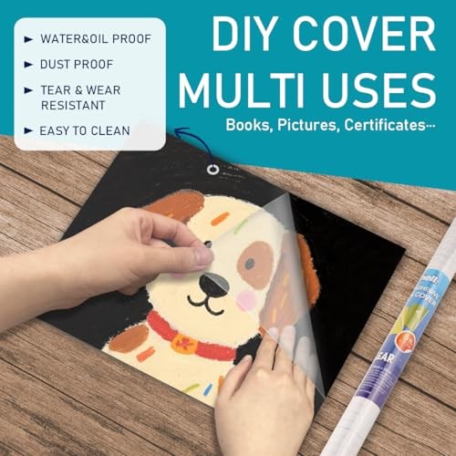Chell Pack Clear Contact Paper Roll for Books, 17.5in x 5ft Clear Self ...