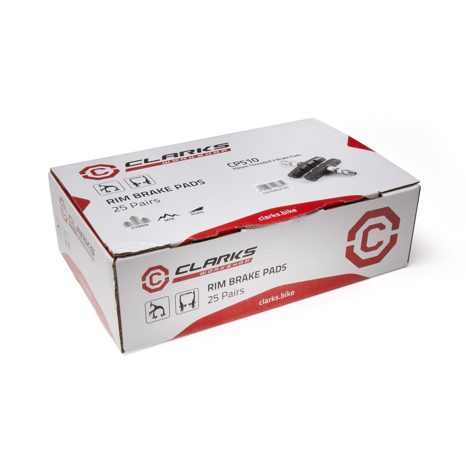 Clarks V Brake Pads Bulk MTB Hybrid CP510 Brake Pad Threaded Post 70mm ...