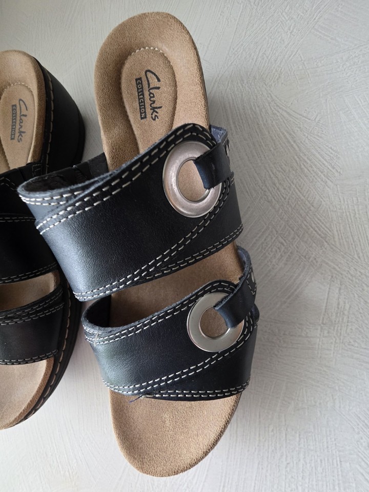 Clarks Women's Blue Leather Sandals Size 7.5M | eBay