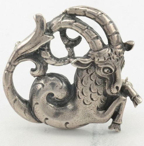 Cini Sterling Silver Zodiac Sign Capricorn Brooch | eBay